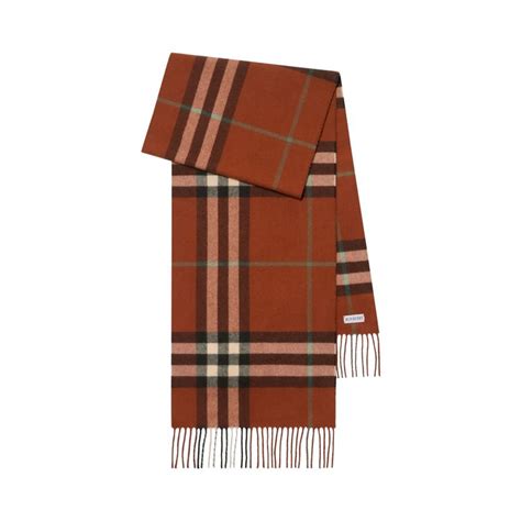 Buy Burberry Check Cashmere Scarf Brick 8112643 Goat