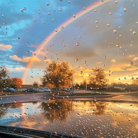 Free Rainbow After Rain Image Rainbow Sunset Raindrops Download