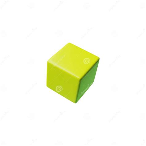 Abstract 3d Cube Shape Of Light Green Color In Brutalism Style On A White Background Stock