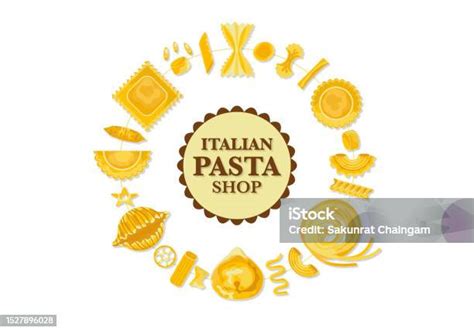 파스타 종류는 이탈리아 국수와 마카로니 레스토랑 메뉴 맛있는 파스타 벡터 일러스트레이션 플랫 만화 스타일 손으로 그린 배너 메뉴 배너 전단지 흰색 배경에 카드에 적합합니다