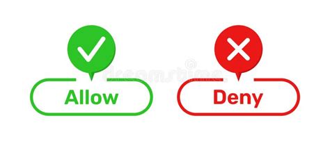 Right And Wrong Symbols With Allow And Deny Buttons Colour Stock