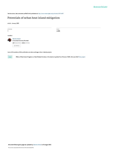 Potentials Of Urban Heat Island Mitigation Download Free Pdf Road Surface Nature