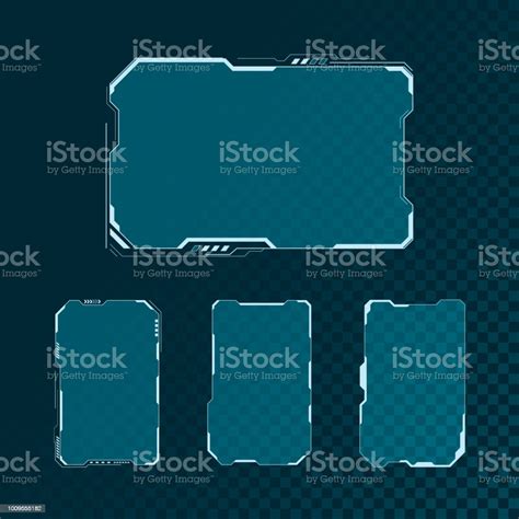 Hud는 미래 지향적인 사용자 인터페이스 화면 요소 집합입니다 추상 제어 패널 레이아웃 디자인입니다 Sci Fi 가상 기술 디스플레이입니다 벡터 일러스트 레이 션 가상현실에