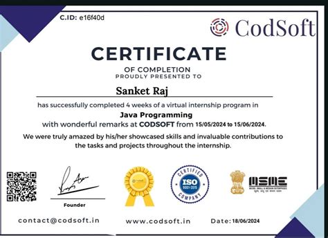 Sanket Raj On Linkedin Javaprogramming Internship Codsoft