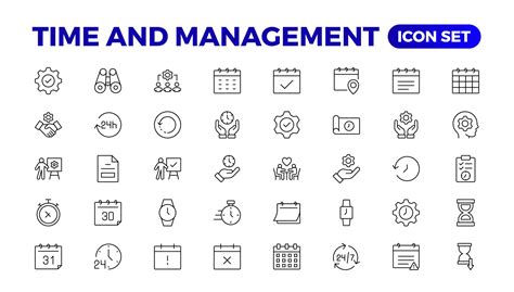 Business And Management Line Icons Set Management Icon Collection Project Management Icon