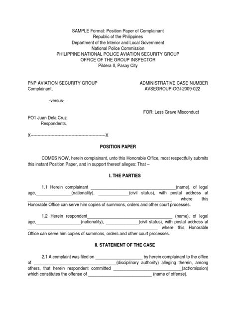 Format Position Paper Complainant Pdf Judiciaries Virtue