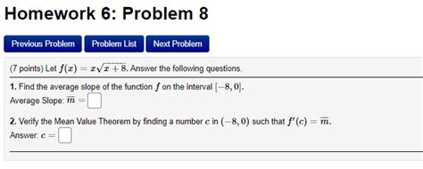 Solved Homework 6 Problem 7 Previous Problem Problem List