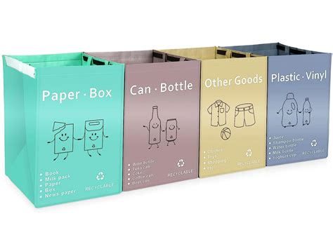 Jialai 홈 재활용 쓰레기통 봉투 재활용 쓰레기통 쓰레기 분류통 정리함 바구니 주방용 36 갤런 4 개 팩