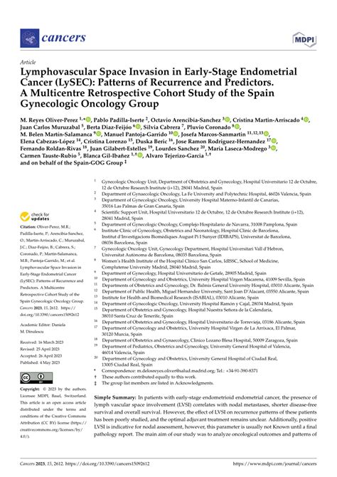 Pdf Lymphovascular Space Invasion In Early Stage Endometrial Cancer Lysec Paterns Of