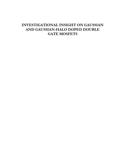 Investigational Insight On Gaussian And Gaussian Halo Doped Double Gate Mosfets Pdf Mosfet