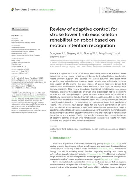 Review Of Adaptive Control For Stroke Lower Limb Exoskeleton Rehabilitation Robot Based On