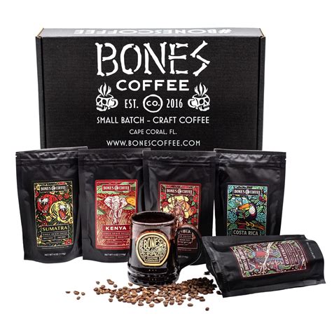 Bones Coffee Company World Tour Sample Pack With Specialty Mug Pack