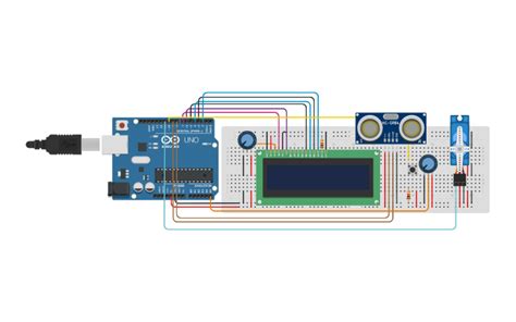 Circuit Design Pantalla Lcd Sensor De Distancia Y Servomotor Tinkercad