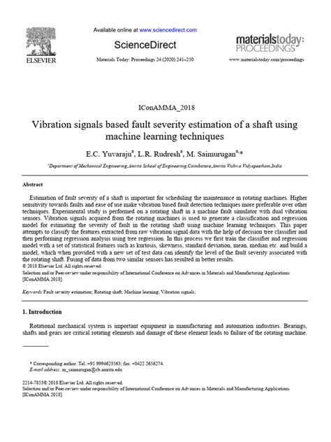 Vibration Signals Based Fault Severity Estimation Of A Shaft Using Machine Learning Techniques