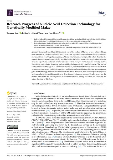 Pdf Research Progress Of Nucleic Acid Detection Technology For Genetically Modified Maize