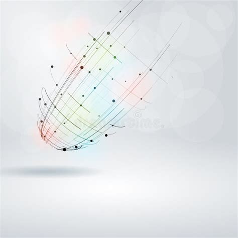 Abstract Design Element Wireframe Object With Lines And Dots Stock