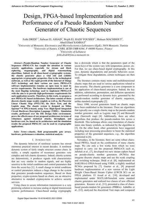 Pdf Design Fpga Based Implementation And Performance Of A Pseudo Random Number Generator Of