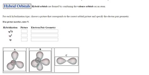 Solved For Each Hybridization Type Choose A Picture That Chegg Com