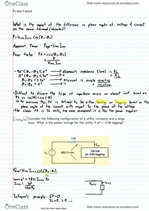 Mechatronic Systems Engineering 2233ab Lecture 8 Power Factor Oneclass