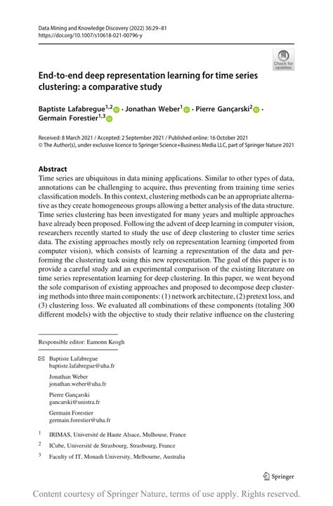 End To End Deep Representation Learning For Time Series Clustering A