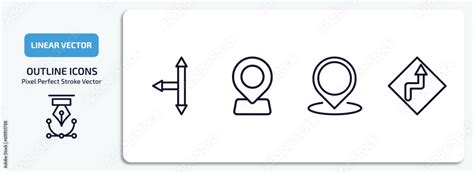 Maps And Flags Outline Icons Set Maps And Flags Thin Line Icons Pack Included Left Intersection