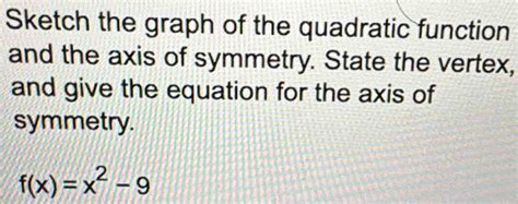 Solved Sketch The Graph Of The Quadratic Function And The Axis Of