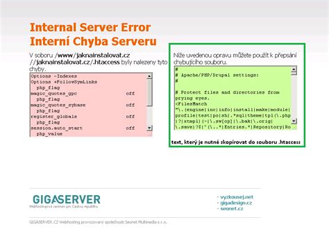 Internal Server Error Chyba Serveru 500 Gigaservercz Znalostní Báze