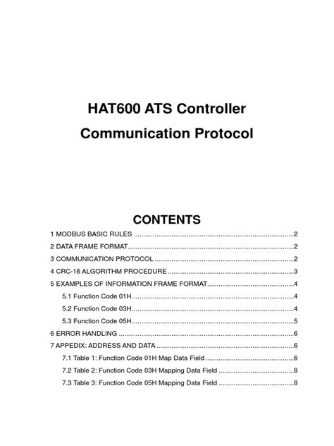 Ats Controller Hat600 Module Protocol En Pdf Error Detection And Correction Electronics