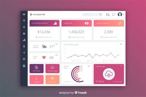 Free Vector Gradient Elements Collection Dashboard Template Design