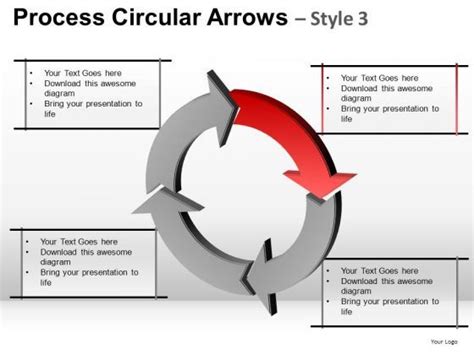 Ppt Templates Red Arrow Circular Cycle Chart Diagram Powerpoint Slides