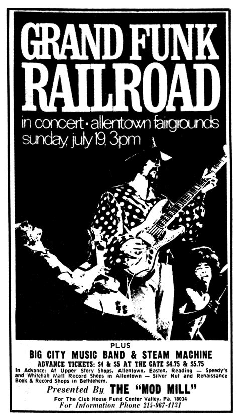 Grand Funk Railroads 1971 Concert And Tour History Concert Archives