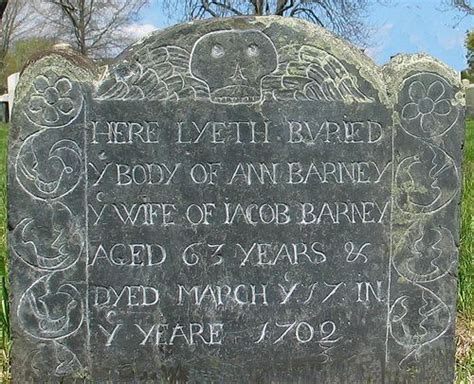 Grave Of Anne Barney Headstone In A Peaceful Cemetery Early New