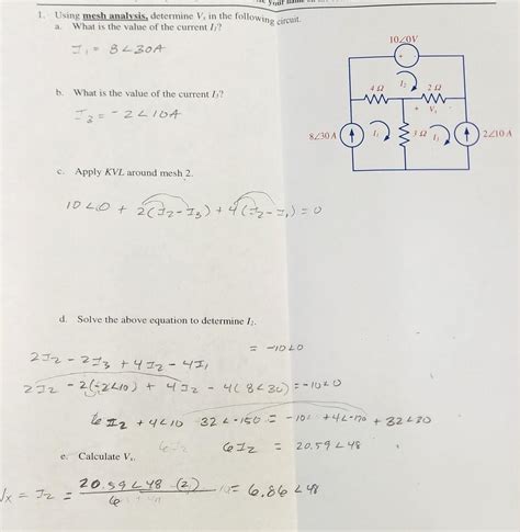 solved 1 using mesh analysis determine vx in the following