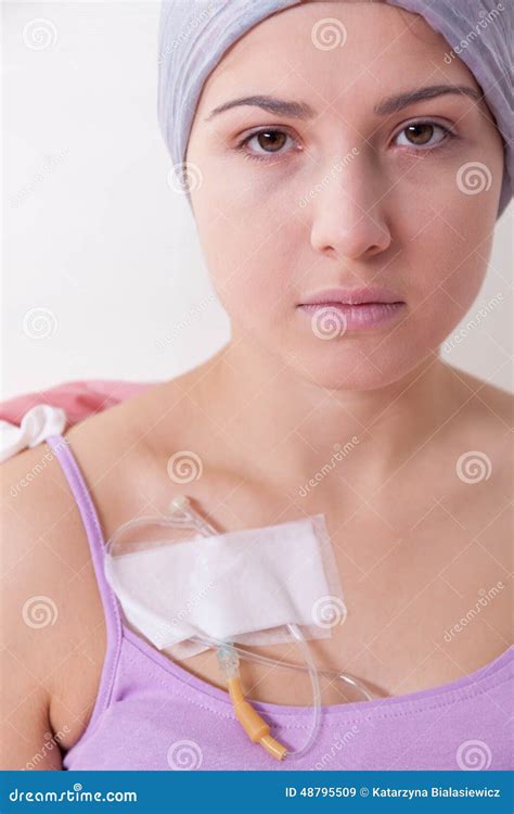 Beautiful Girl Suffering From Cancer Stock Image Image Of Oncology