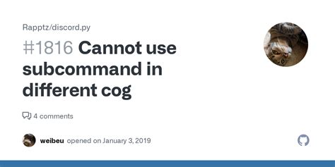cannot use subcommand in different cog · issue 1816 · rapptz discord