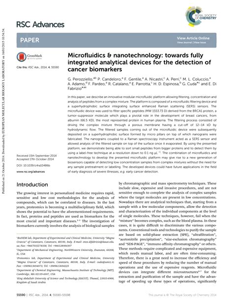 Pdf Microfluidics And Nanotechnology Towards Fully Integrated Analytical Devices For The