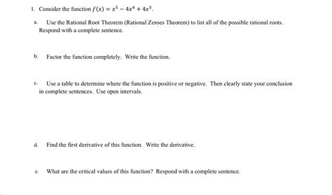 solved 1 consider the function f x x5 4x4 4x3 a