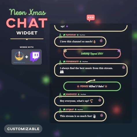 Neon Christmas Chat Widget With Alerts Fully Customizable Custom Chat