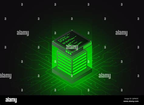 Datacenter Isometric Vector Illustration Computer Storage Or Farming Workstation Vector
