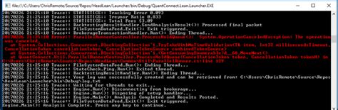 Lean Engine Parallel Runner Controller Debug Mode Threadabort Exception Algorigs