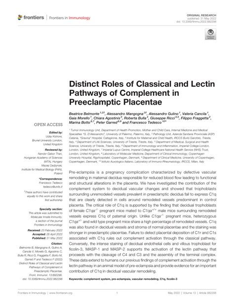 Pdf Distinct Roles Of Classical And Lectin Pathways Of Complement In