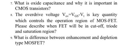 Solved 7 What Is Oxide Capacitance And Why It Is Important Chegg Com