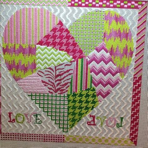 Preppy Patchwork Needlepoint Heart