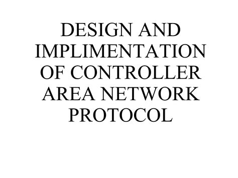 Controller Area Network Protocol Ppt