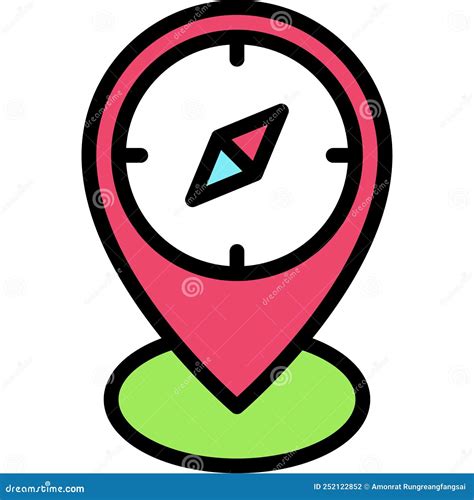 Pin With Compass Sign Icon Location Map And Navigation Vector Stock Vector Illustration Of