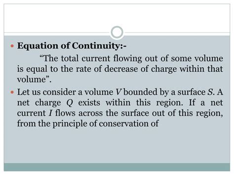 Current Current Density Equation Of Continuity Pptx Physics
