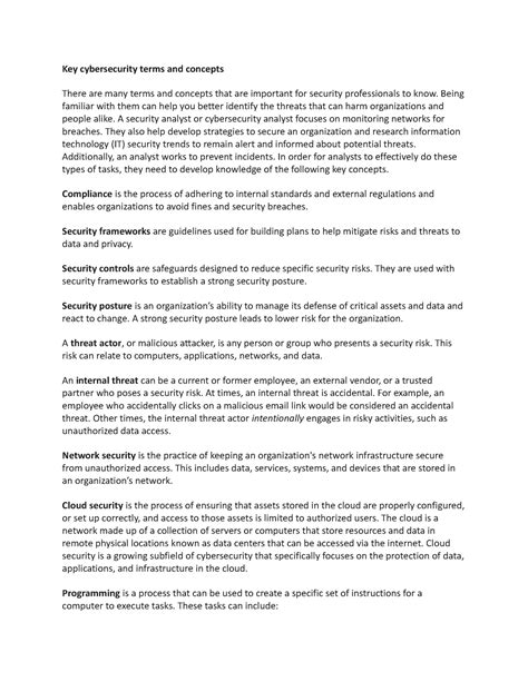 Keyconcepts Cybersecurity Key Cybersecurity Terms And Concepts There Are Many Terms And
