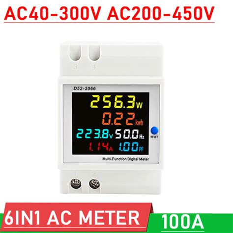 6in1 Din Rail Ac Meter Monitor Voltmeter Ammeter Power Factor Active Kwh Electric Energy