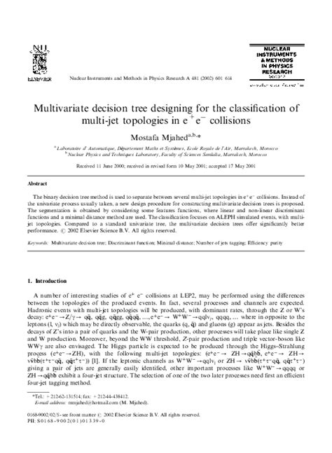 Pdf Multivariate Decision Tree Designing For The Classification Of Multi Jet Topologies In Ee