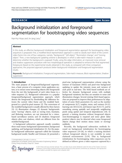 pdf background initialization and foreground segmentation for bootstrapping video sequences